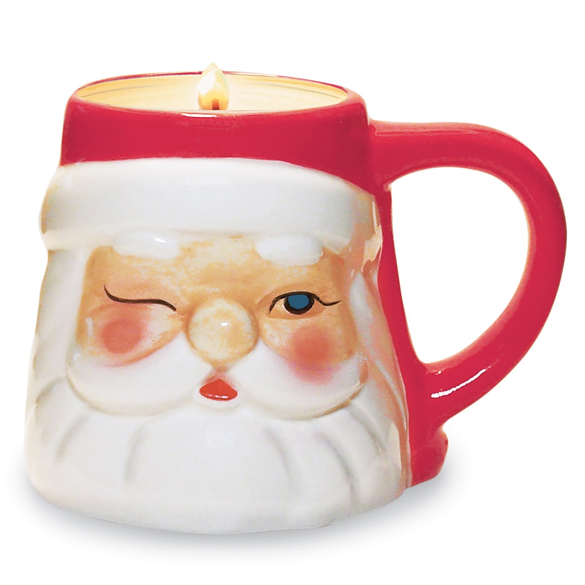 Ceramic Winking Santa Mug Pine-Scented Candle | Collections Etc.