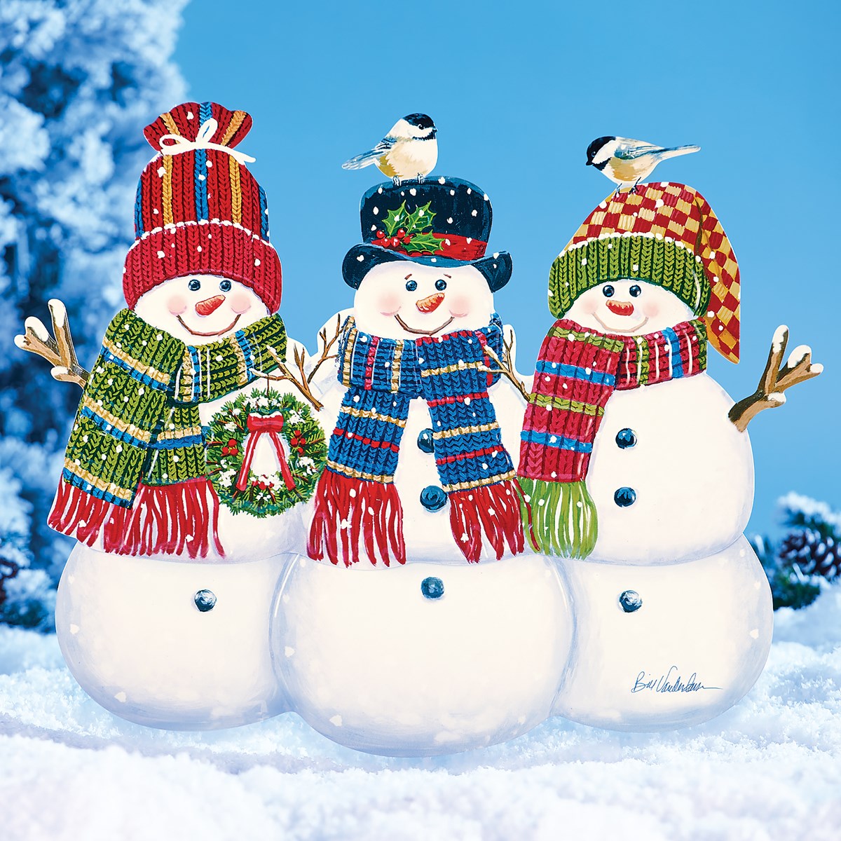 Snowmen Trio Decorative Christmas Seasonal Yard Stake | Collections Etc.