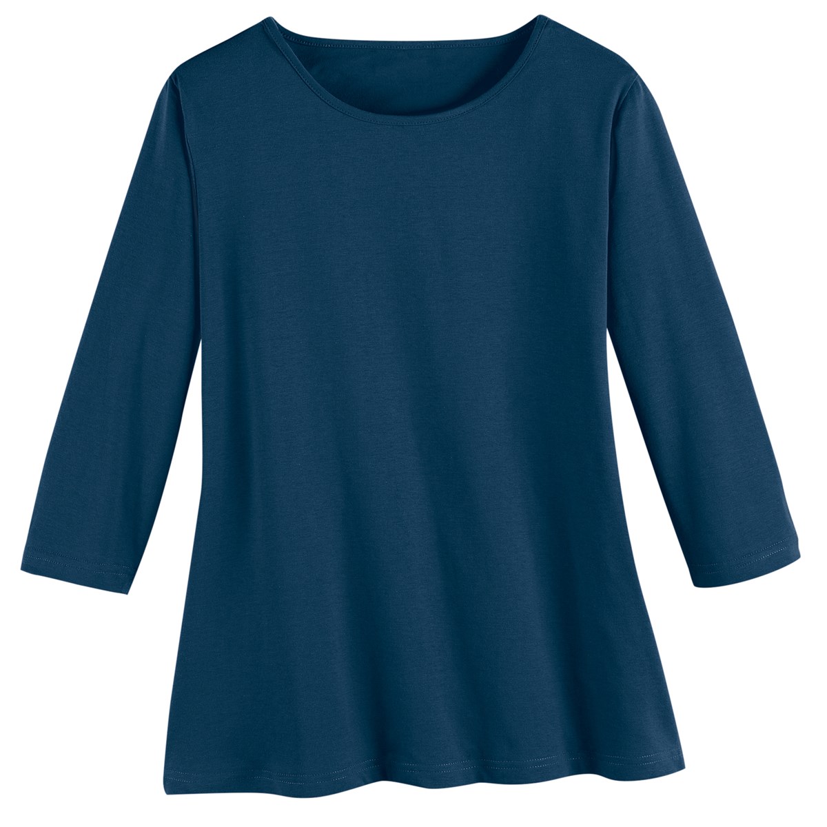 Versatile 3/4 Sleeve & Scooped Neckline Cotton Knit Top | Collections Etc.