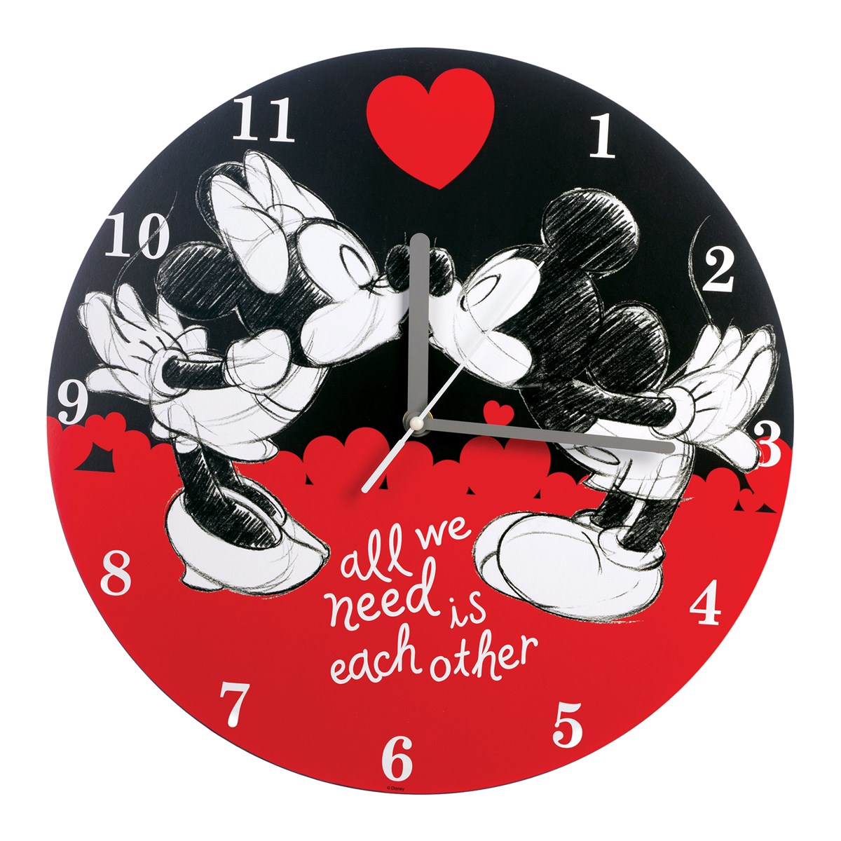 Disney Mickey & Minnie Mouse Kissing Heart Wall Clock | Collections Etc.