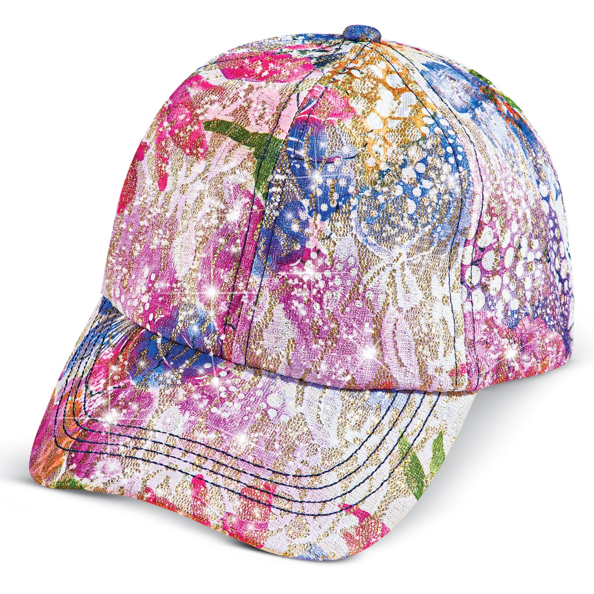 Sparkling Multi-Toned Gold Leaf Accented Baseball Hat | Collections Etc.