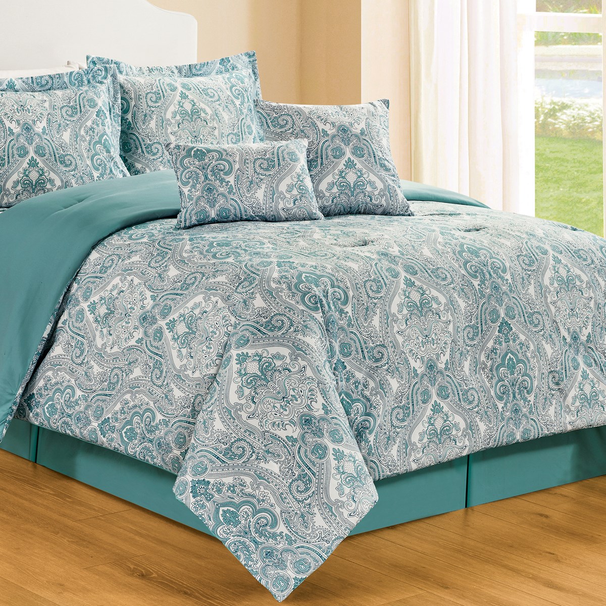6-Piece Reversible Paisley Comforter Polyester Bed Set | Collections Etc.