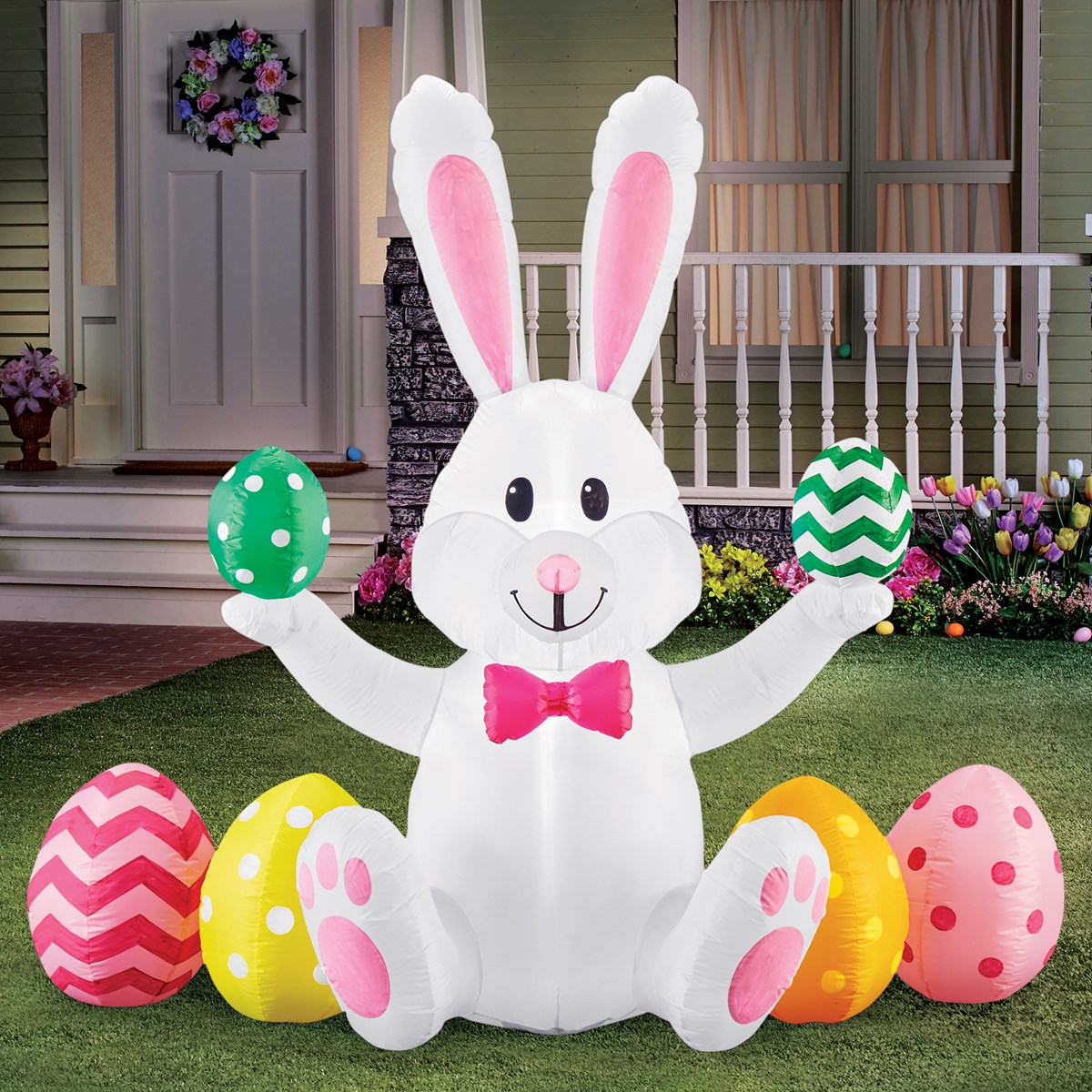 Bunny with Eggs Outdoor Easter Inflatable Decor | Collections Etc.