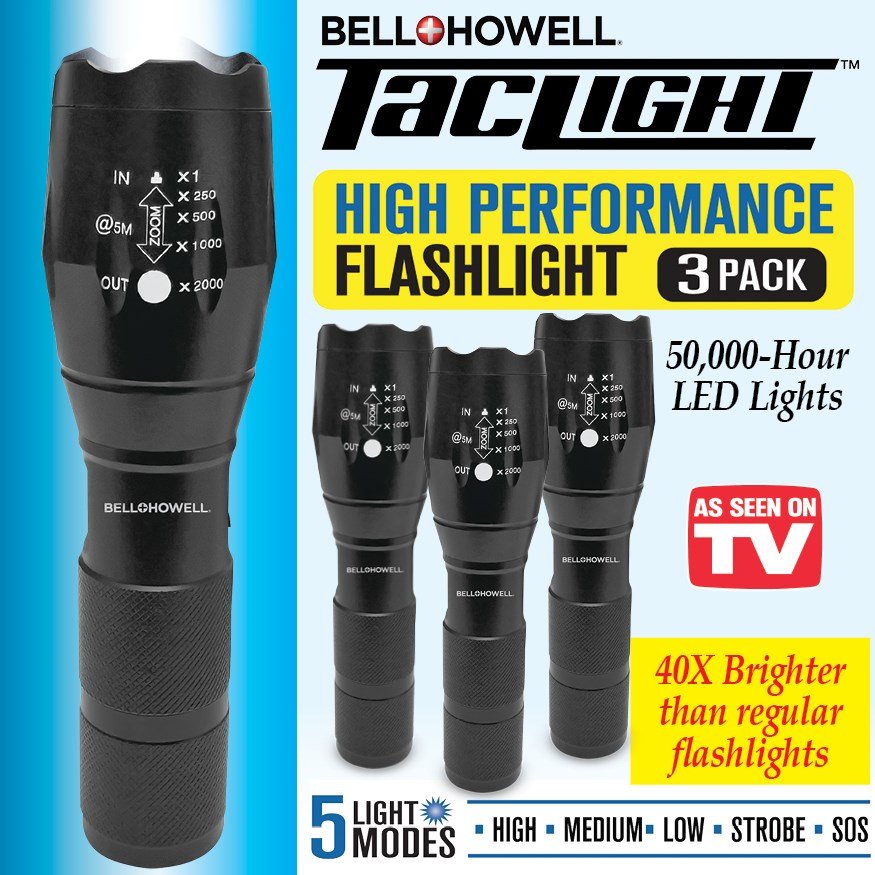 Bell & Howell TacLight Pro High Performance Flashlight - Set of 3 ...