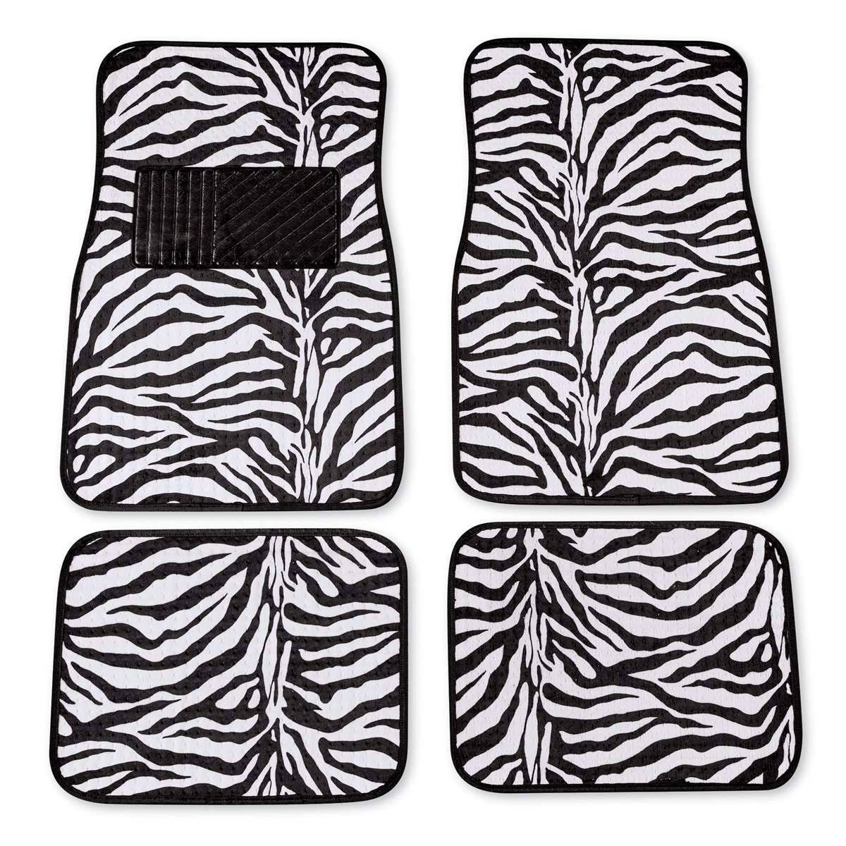 Universal Front and Back Seat Zebra Print Car Mats - Set of 4 ...