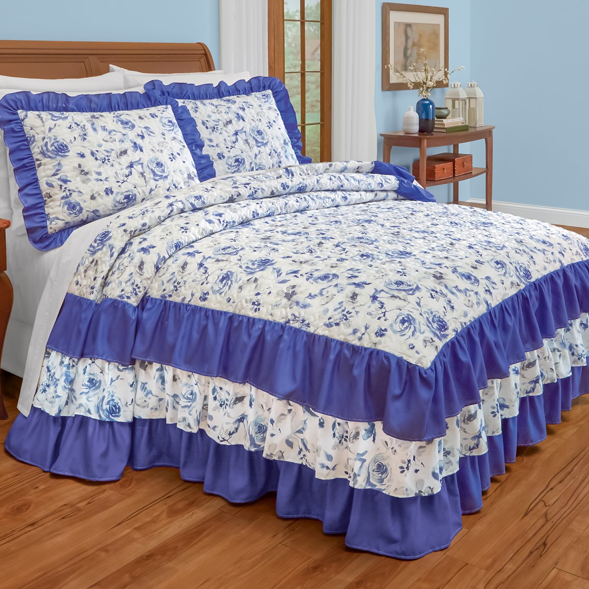Elena Floral Ruffled Tiered Bedspread | Collections Etc.
