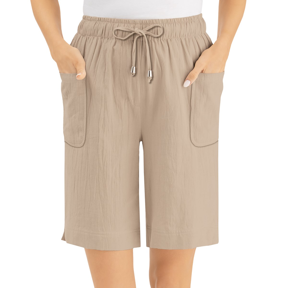Cotton Patch Pocket Drawstring Elastic Shorts | Collections Etc.
