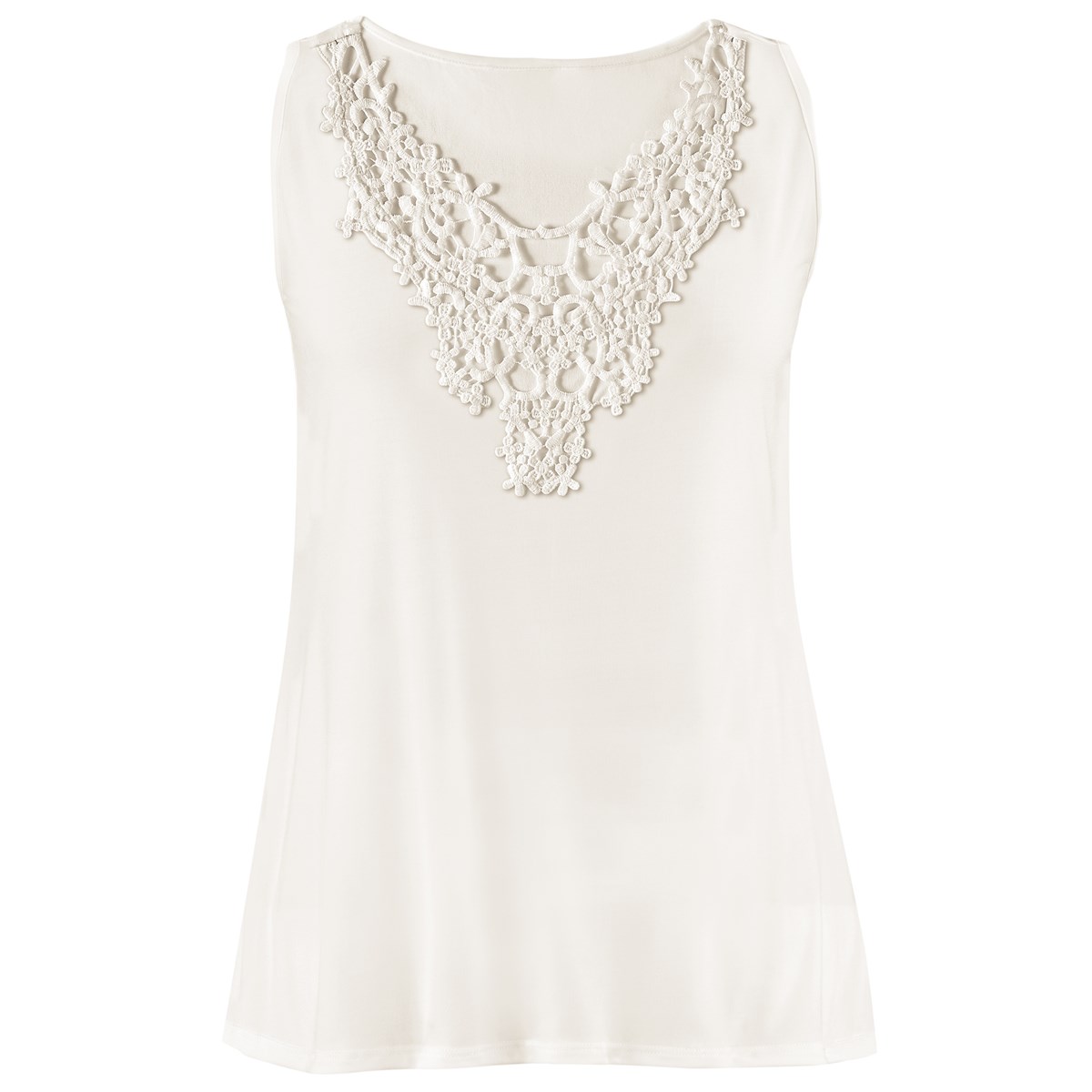 Feminine Lace Trimmed V-Neck Sleeveless Top | Collections Etc.