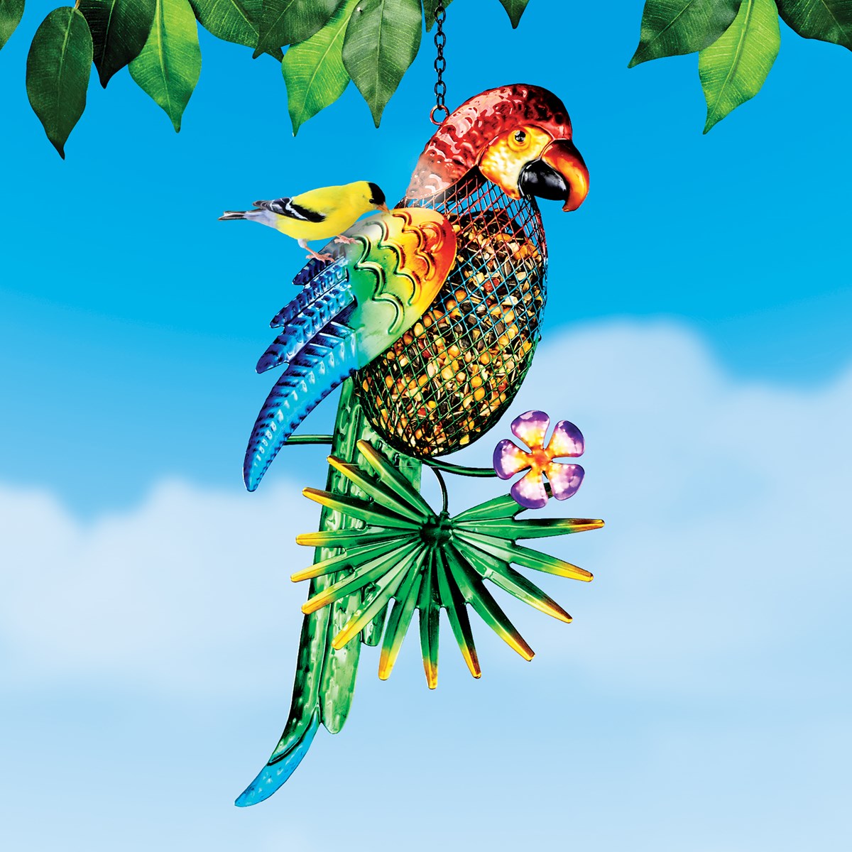 Hanging Metal Mesh Parrot Design Wild Bird Feeder | Collections Etc.