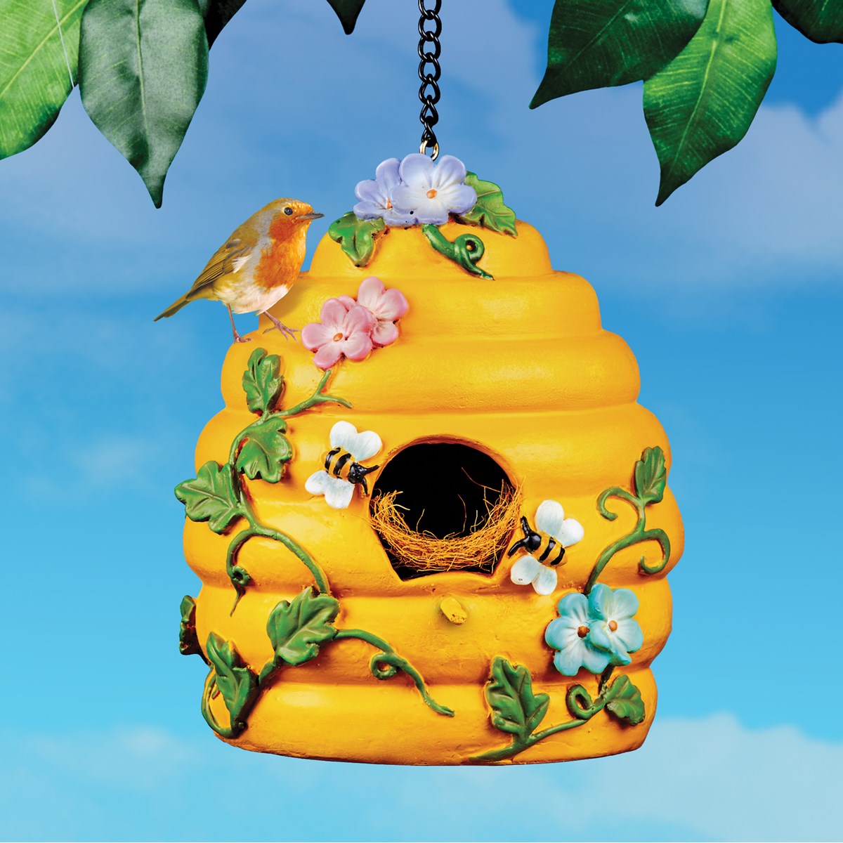 Hand-Painted Outdoor Wildlife Beehive Birdhouse | Collections Etc.