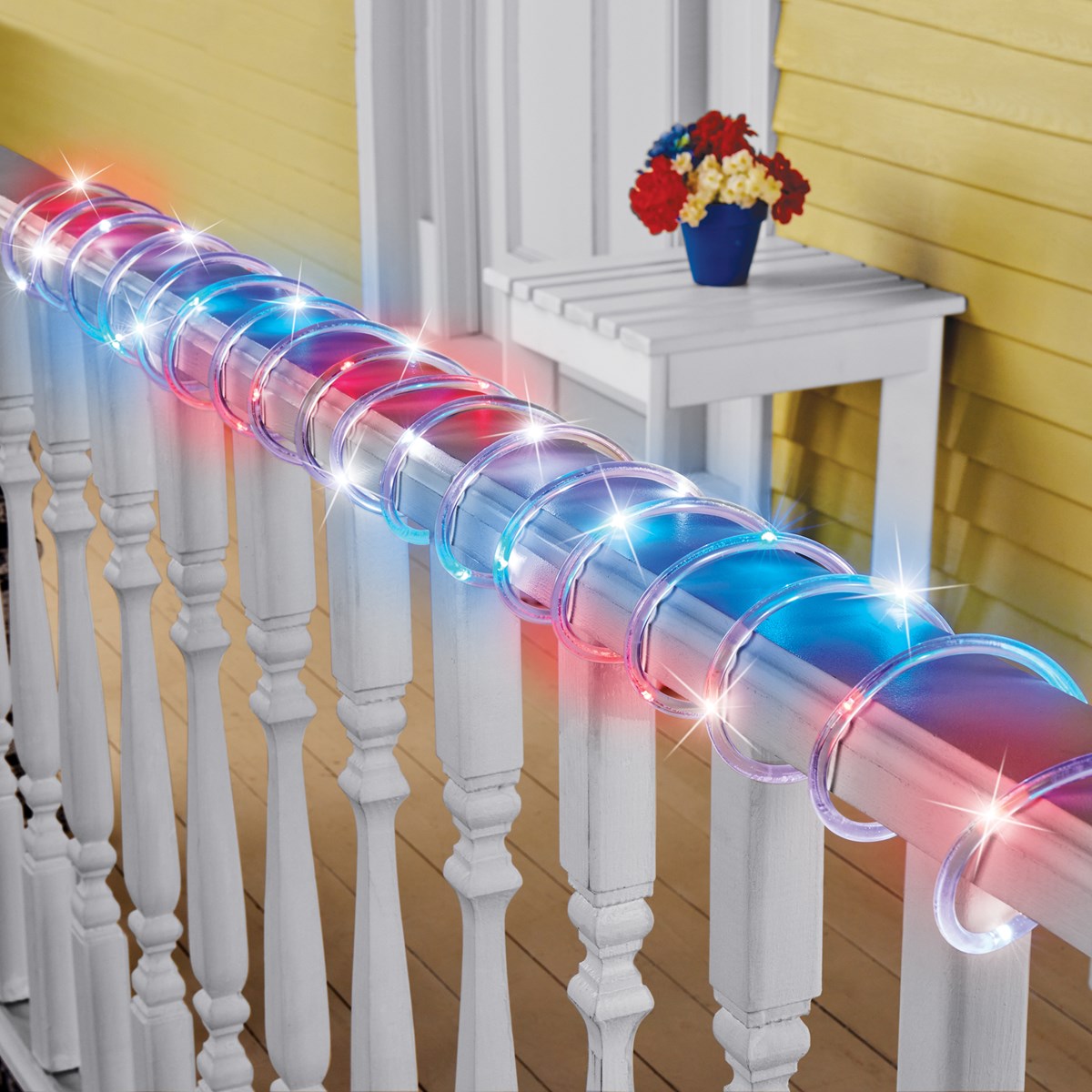 Patriotic 16-Foot Outdoor Solar Powered LED Light Rope | Collections Etc.
