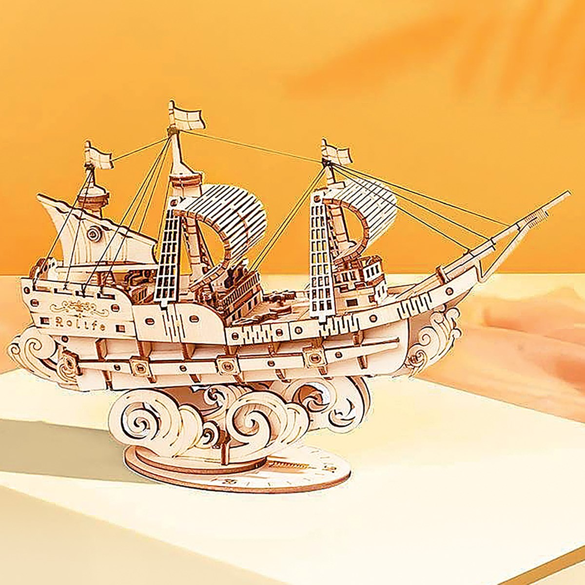 118-Piece Wooden Sailing Ship Model Building Kit | Collections Etc.