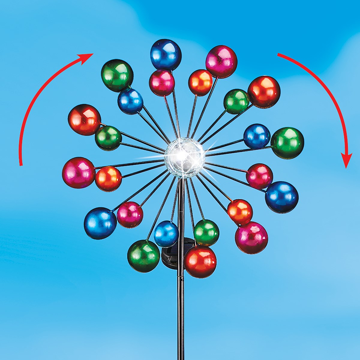 Colorful Solar Power Double Wind Spinner Garden Stake | Collections Etc.