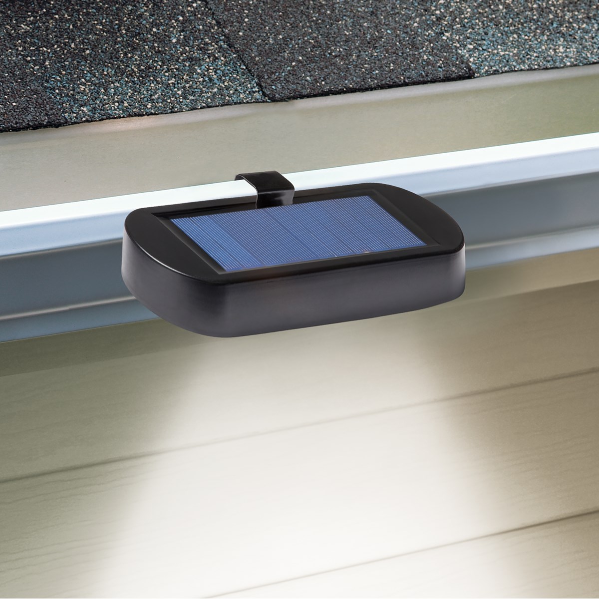 Black Solar Powered LED Lighted Gutter Light | Collections Etc.