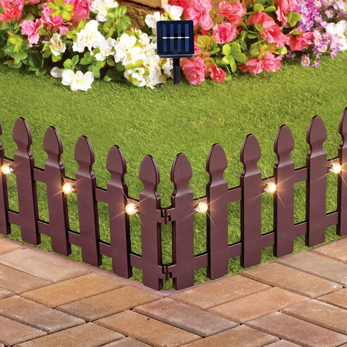 Solar Power LED Lighted Garden Border Panels - Set of 4 | Collections Etc.