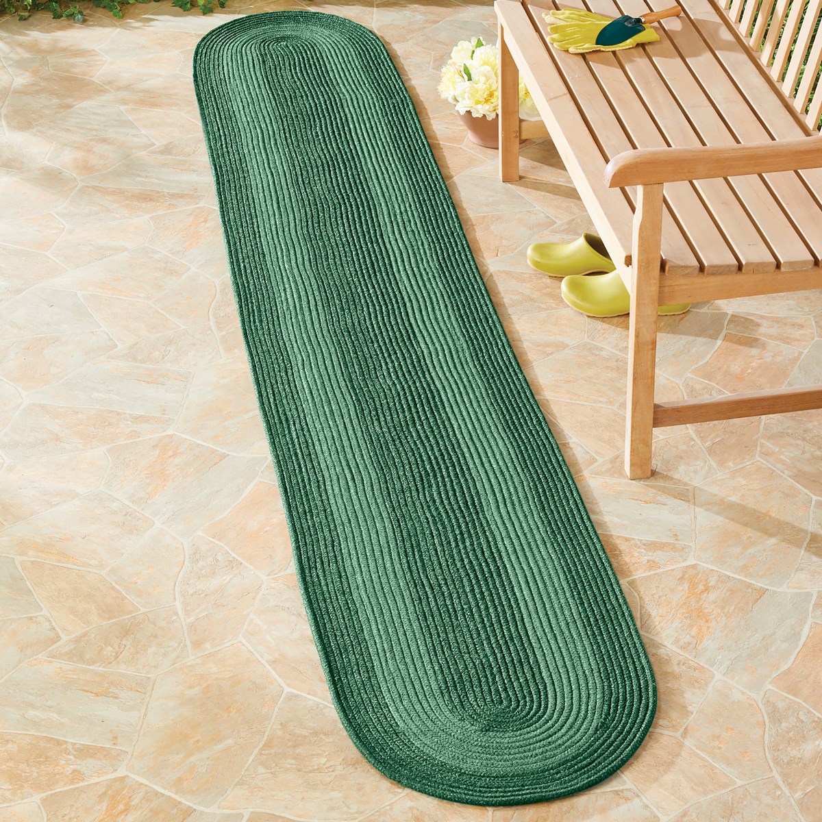 Outdoor Durable Braided Oval Runner Accent Rug | Collections Etc.