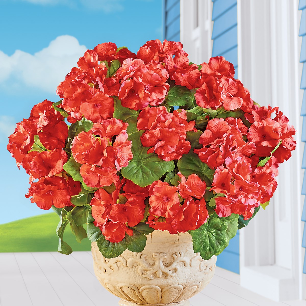 Artificial Begonia Arrangement Bush Plants - Set of 3 | Collections Etc.