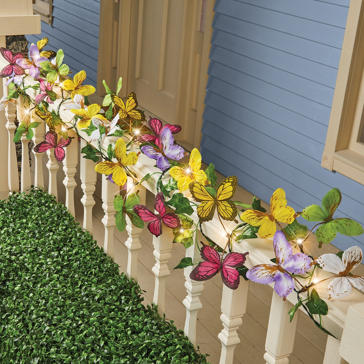 Solar LED Lighted Butterflies & Greenery Garland | Collections Etc.