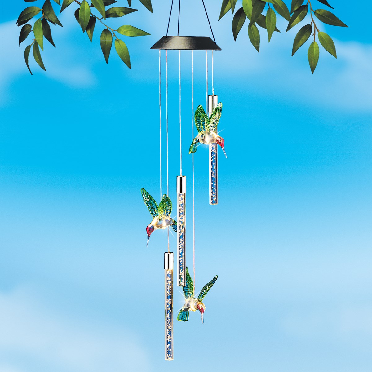 Solar Hummingbirds & Bubble Lights Outdoor Decorative Mobile ...