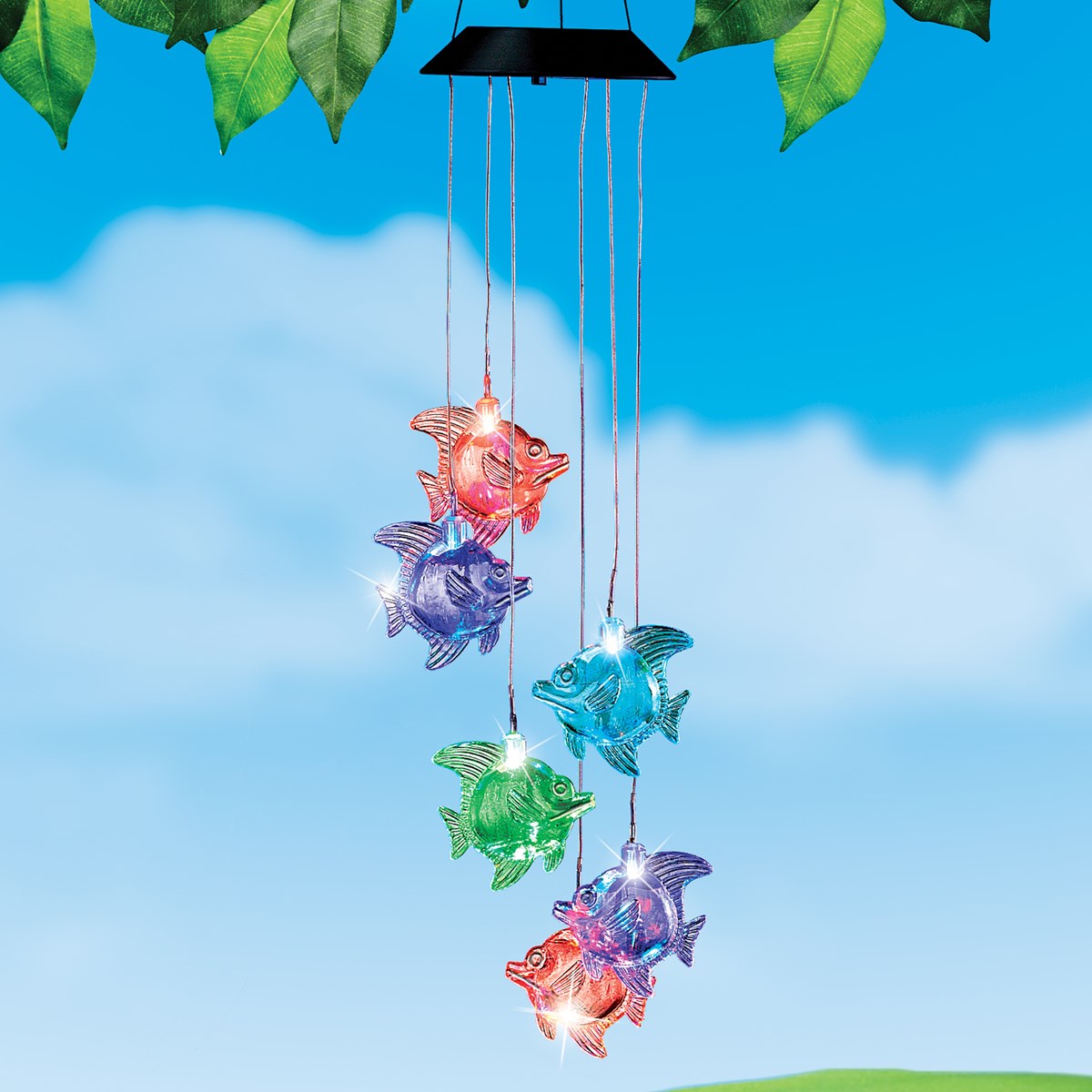 Hanging Solar Multicolored Fish Decorative Mobile | Collections Etc.