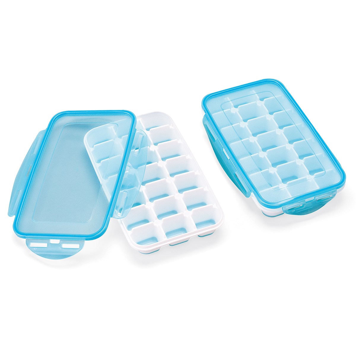 Easy Release Ice Cube Trays with Snap Close Lids - Set of 2 ...