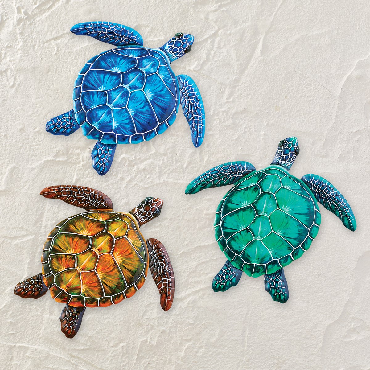 Metal Turtles Indoor & Outdoor Wall Art Decor - Set of 3 | Collections Etc.