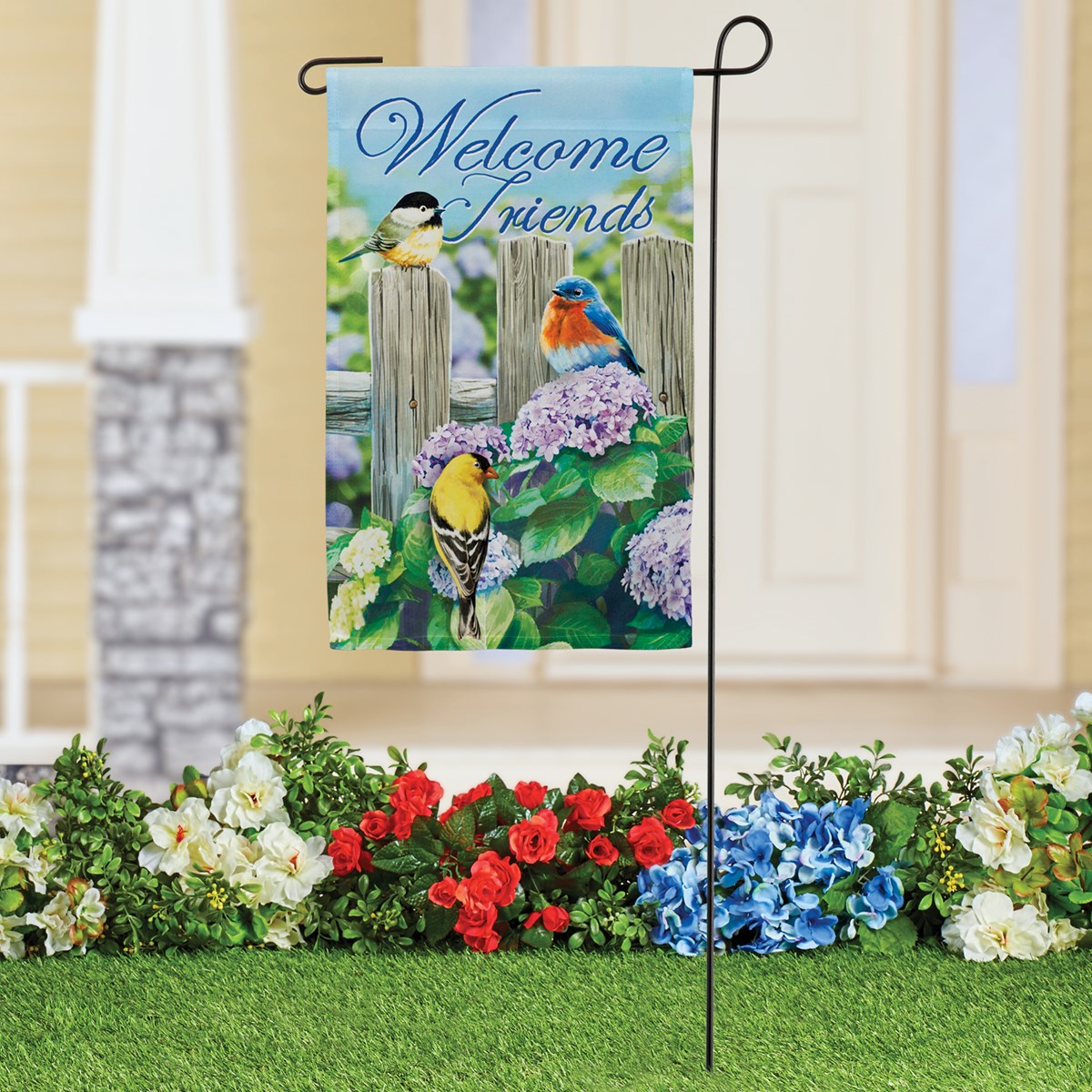 Welcome Friends 3-Piece Seasonal Bird Garden Flag Set | Collections Etc.