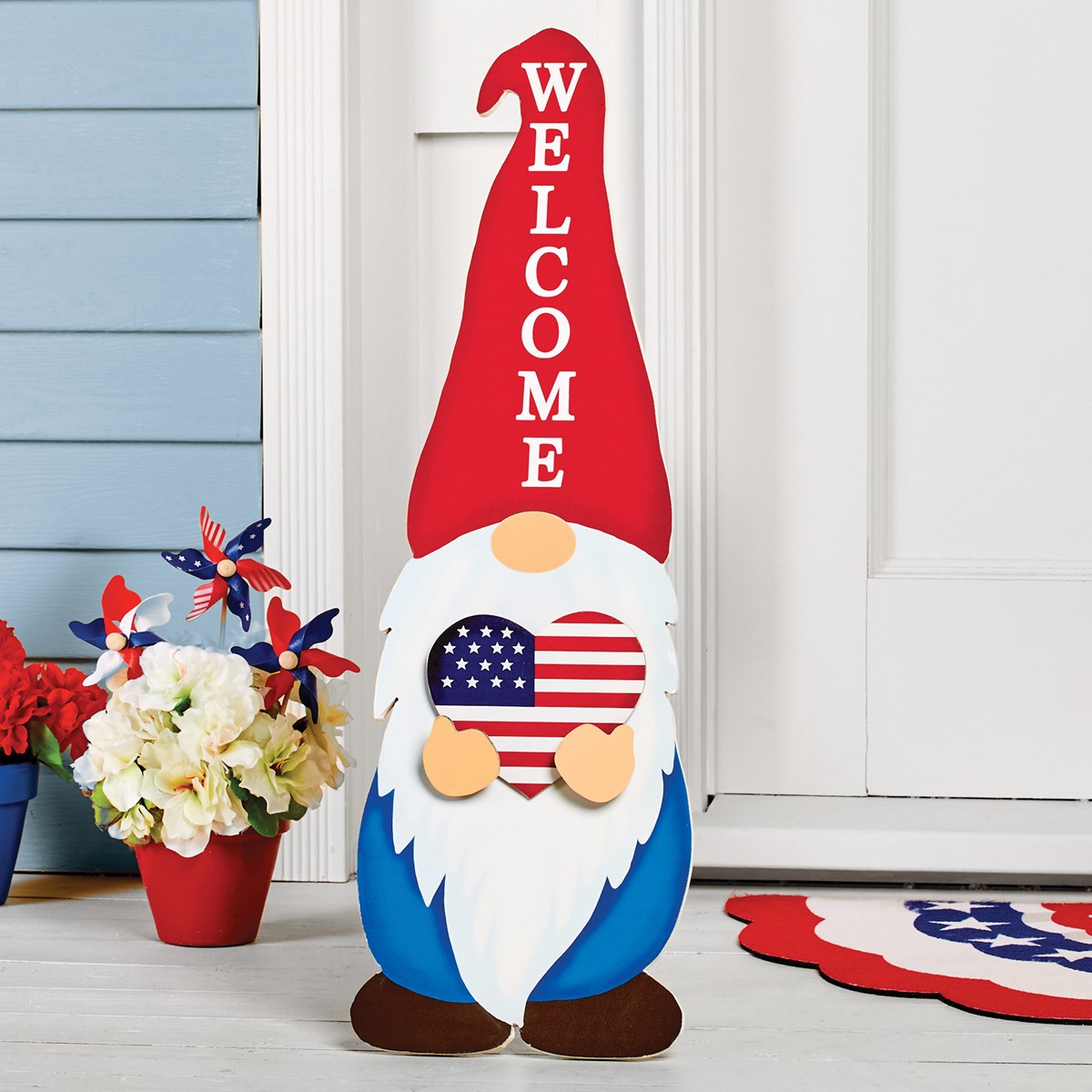 Seasonal Wooden Welcome Gnome Statue with Seasonal Hearts | Collections ...