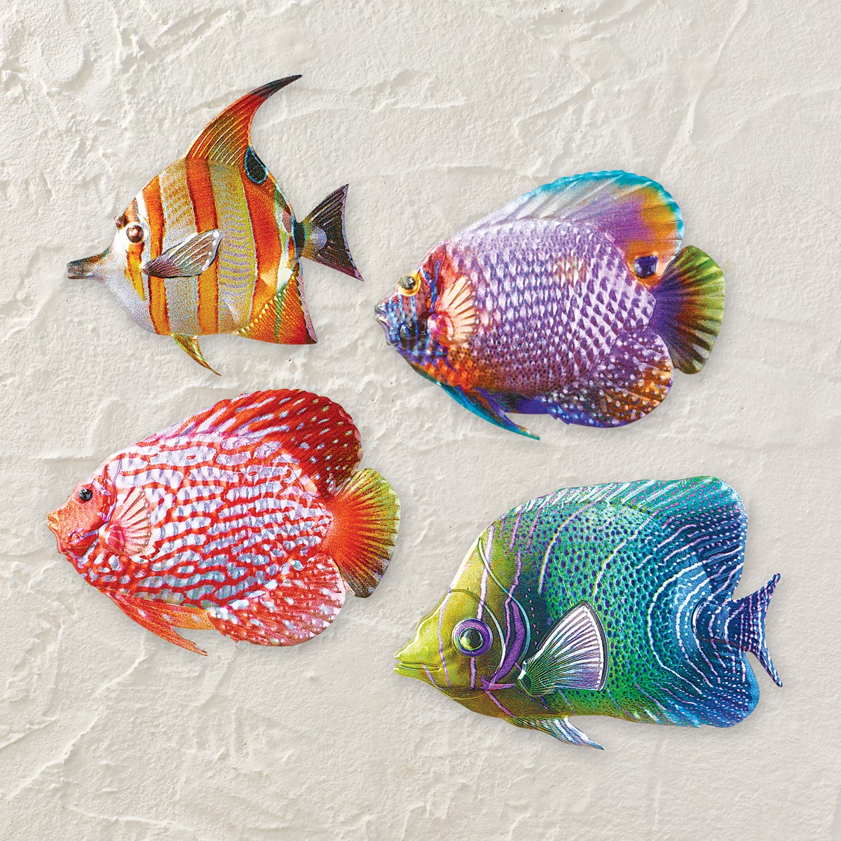 Tropical Colorful Fish Wall Art Decor- Set of 4 | Collections Etc.