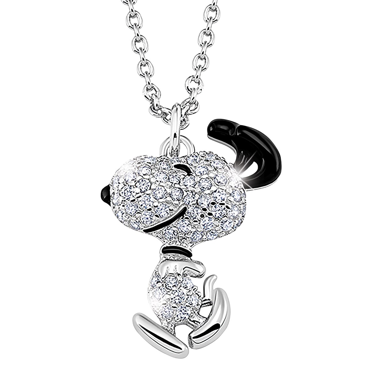 Sparkling Dancing Snoopy Cubic Zirconia Necklace | Collections Etc.
