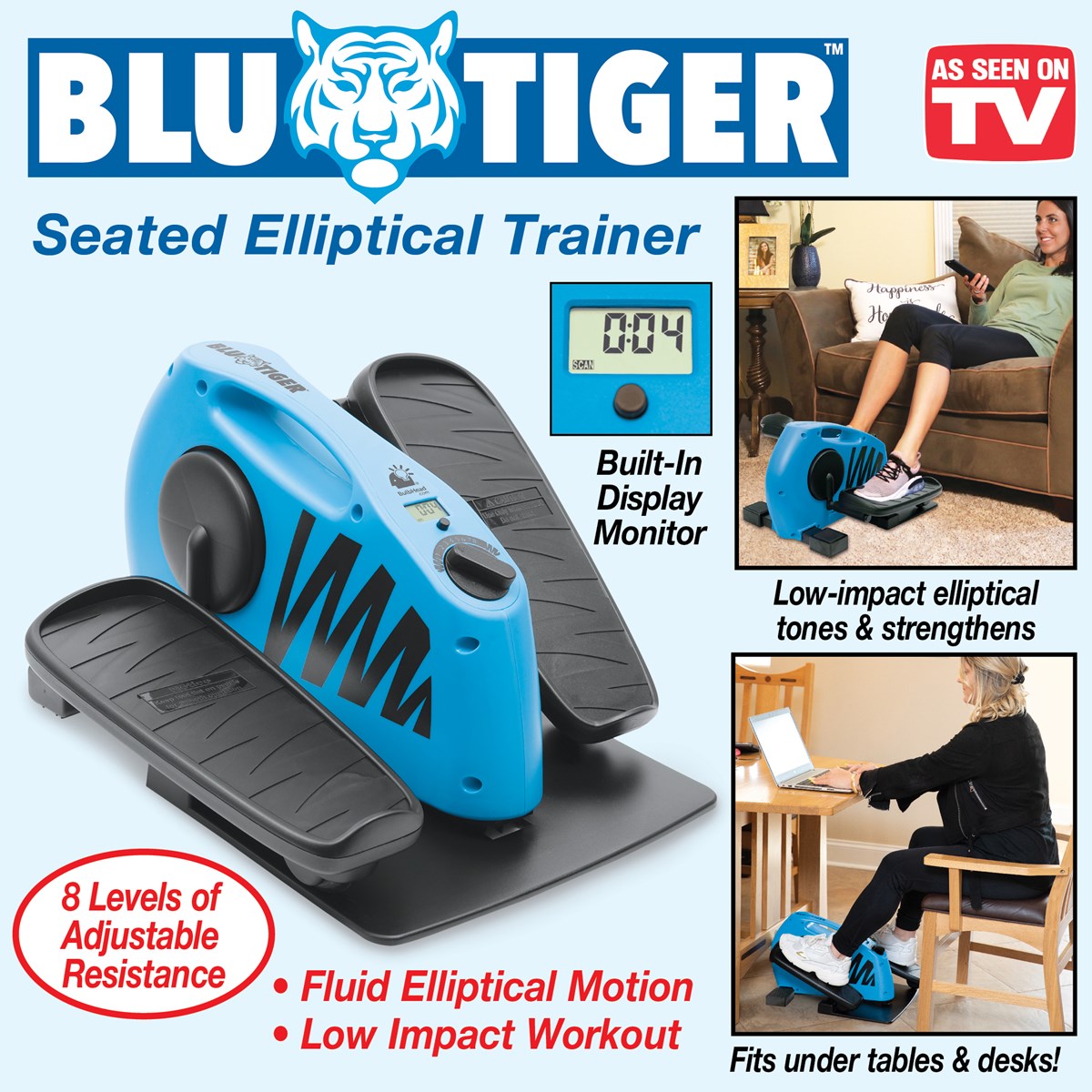 Blu Tiger Compact Seated Elliptical Trainer Machine | Collections Etc.