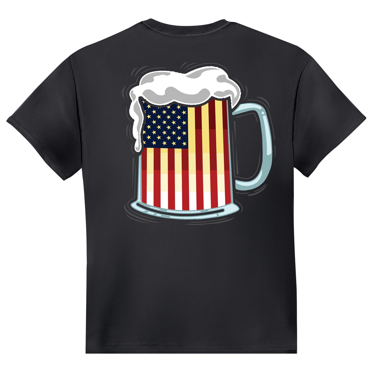 Beer Mug US Flag Short Sleeve Cotton T-Shirt | Collections Etc.