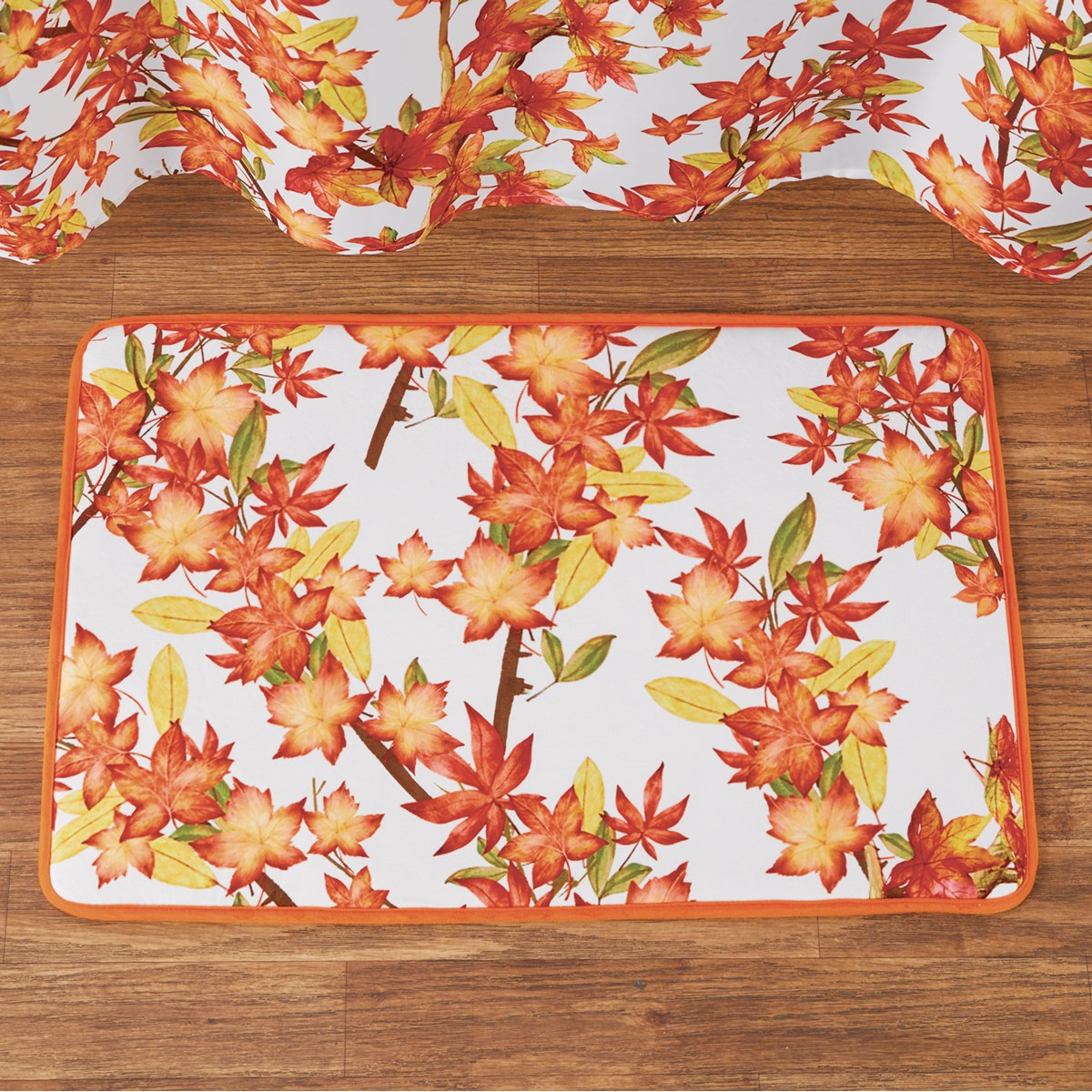 Colorful Fall Maple Leaves Cushioned Bath Mat | Collections Etc.