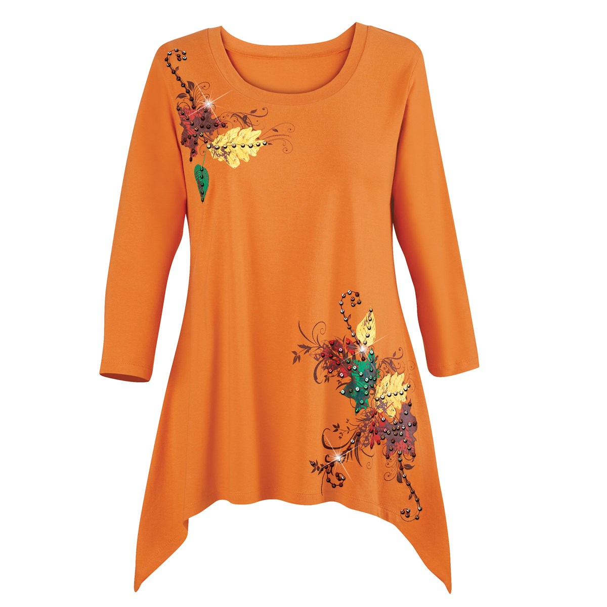 Fall Sequin Leaf Pattern Sharkbite Tunic | Collections Etc.