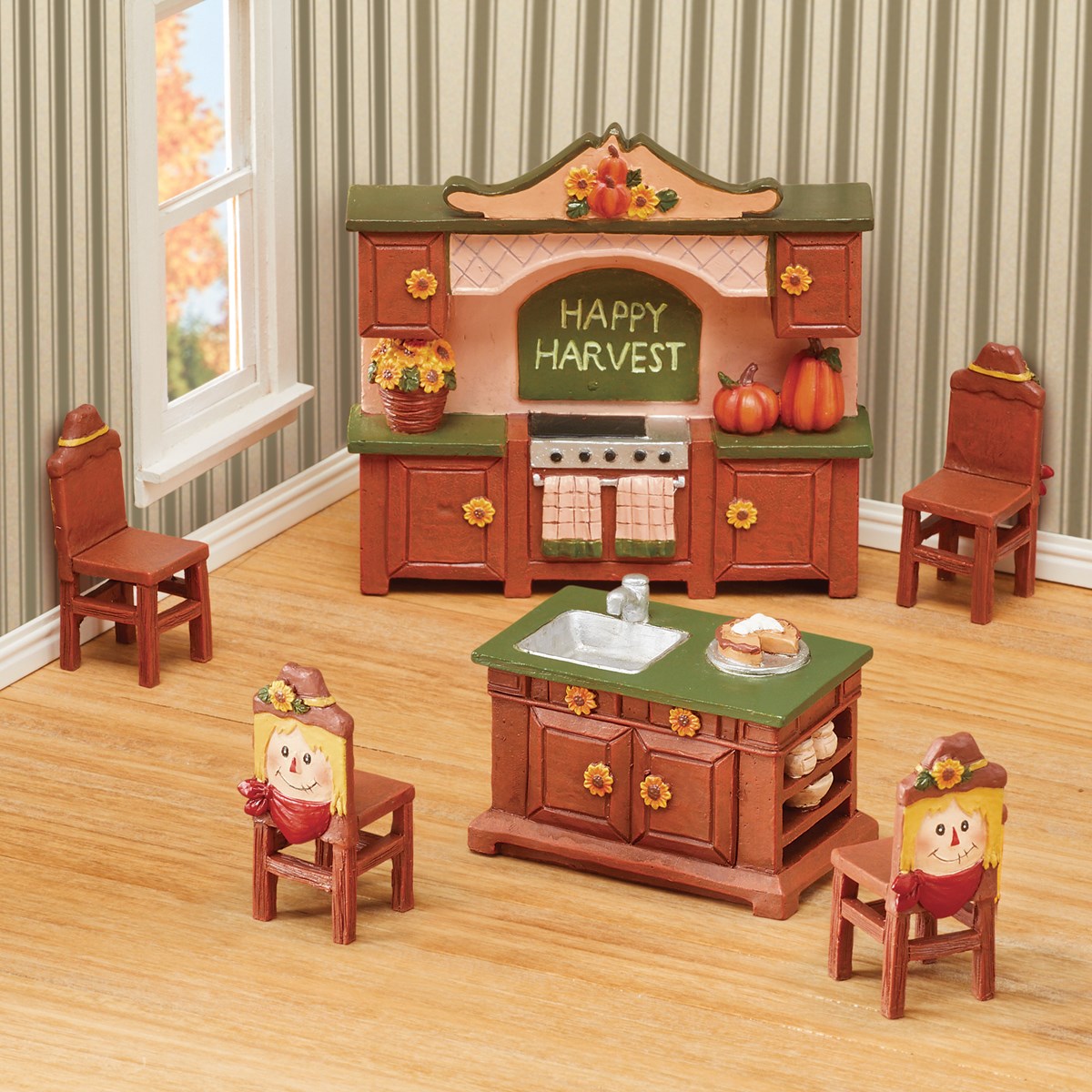Hand-Painted Happy Harvest Scarecrow Mini Kitchen Set | Collections Etc.