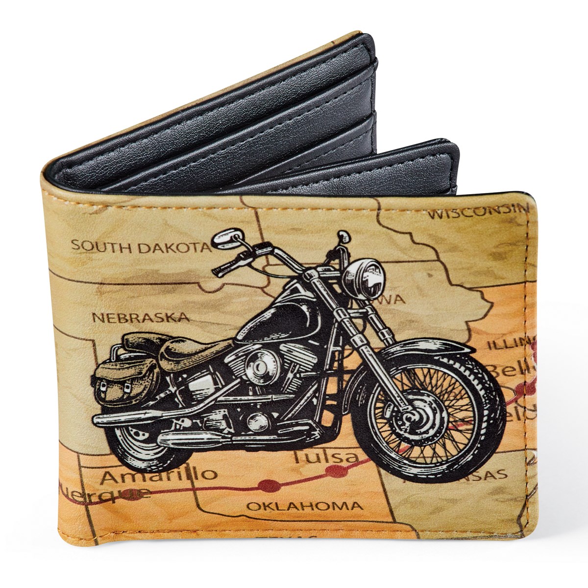 Route 66 Motorcycle Map Bifold Wallet | Collections Etc.