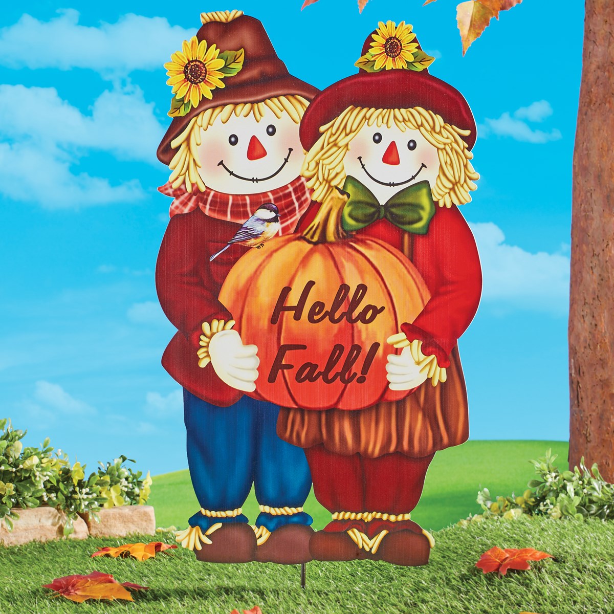 Fall Harvest Scarecrow and Pumpkin Garden Stake - Set of 3 ...