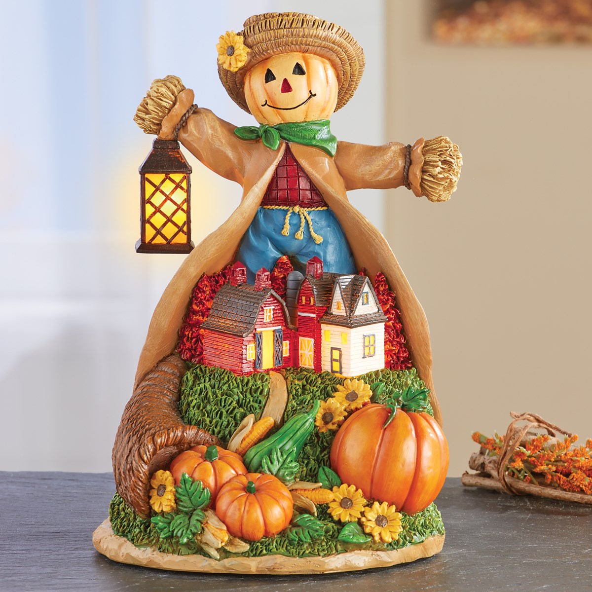 LED Lighted Scarecrow Fall Tabletop Decoration | Collections Etc.