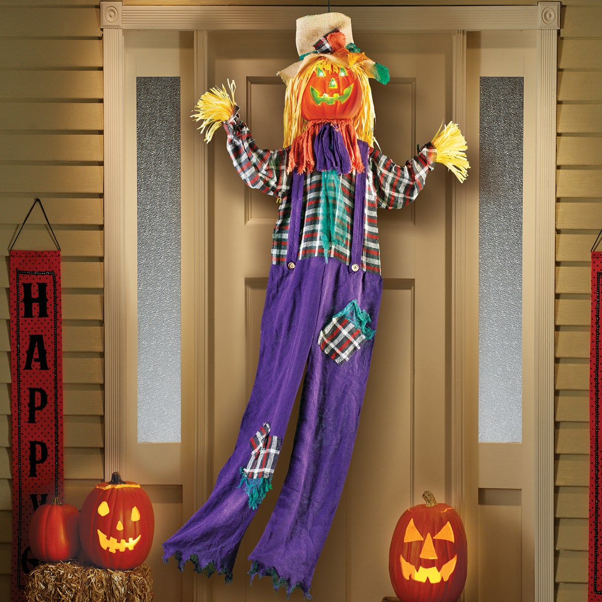 Color-Changing LED Lighted Pumpkin Scarecrow Decoration | Collections Etc.