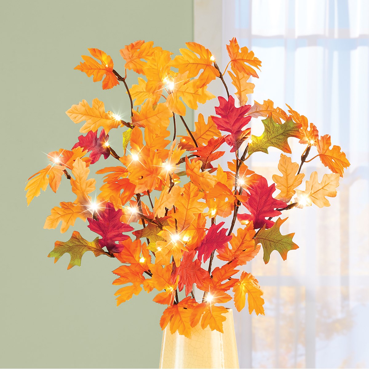 Led Lighted Autumn Maple Leaf Branches Tabletop Tree Collections Etc