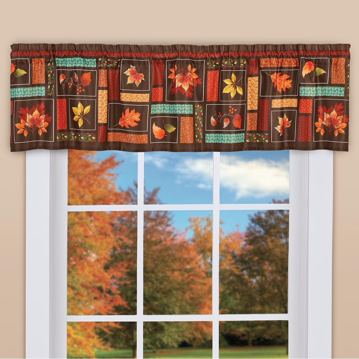 Autumn Leaf Patchwork Window Valance | Collections Etc.