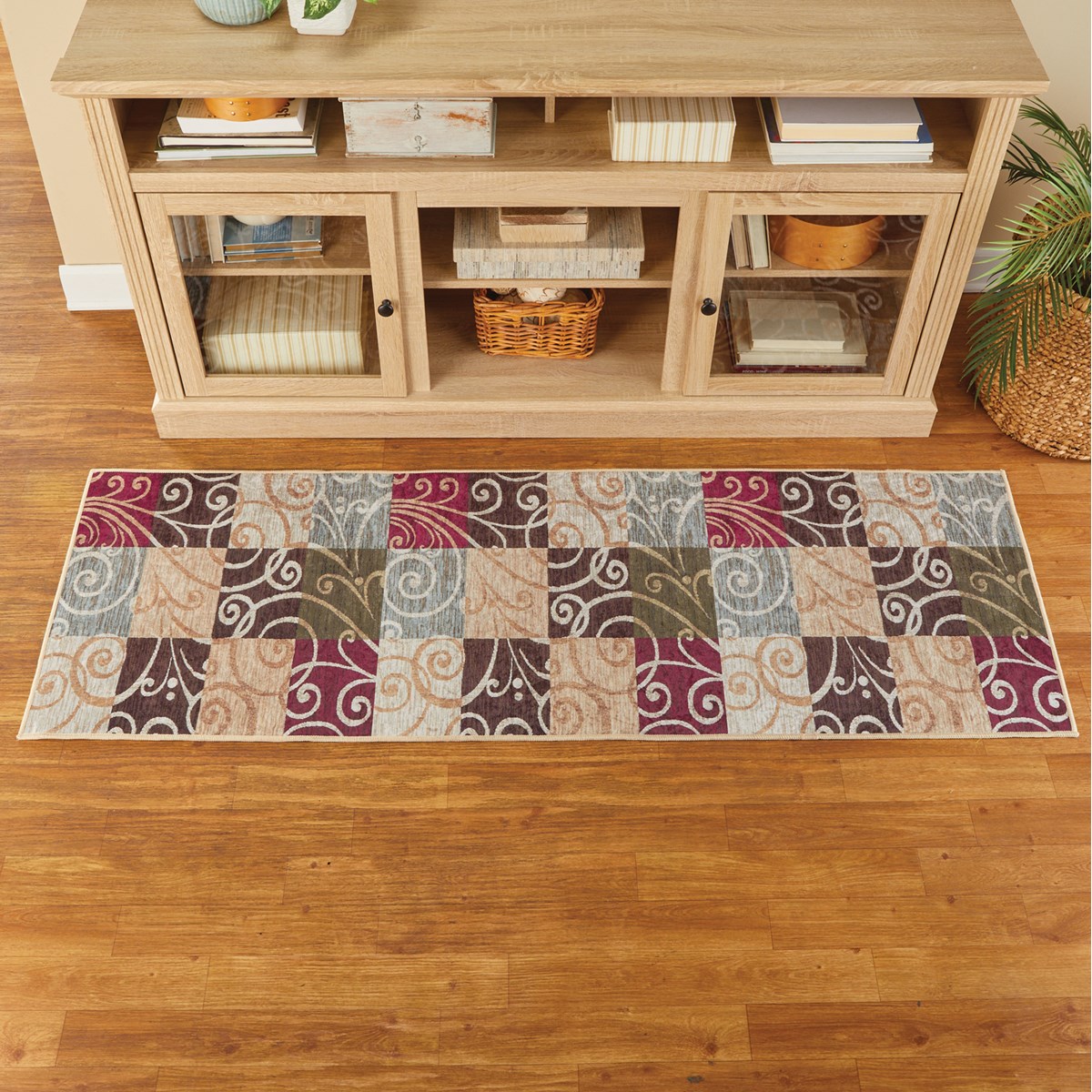 Color Block Scroll Accent Rug with Skid-Resistant Backing | Collections ...