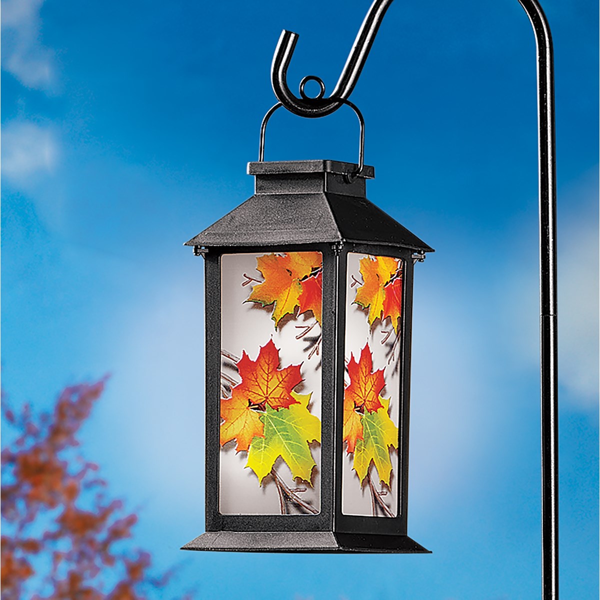 Solar Autumn Leaves Outdoor Lantern with Shepherd's Hook | Collections Etc.