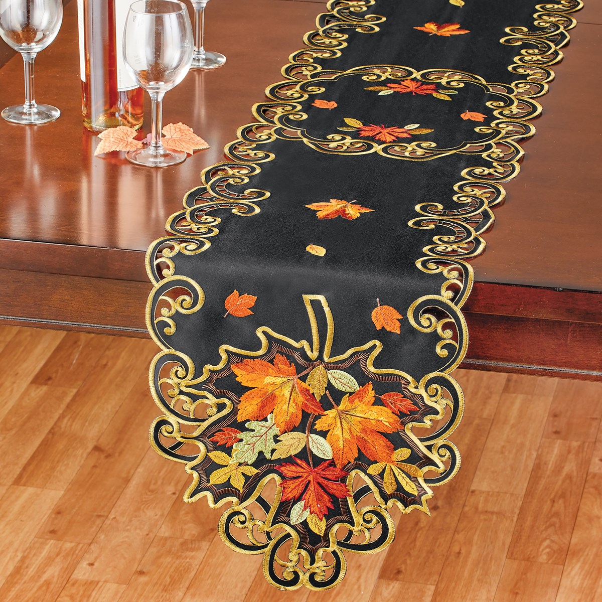 Embroidered Autumn Breeze Table Linens#N# | Collections Etc.
