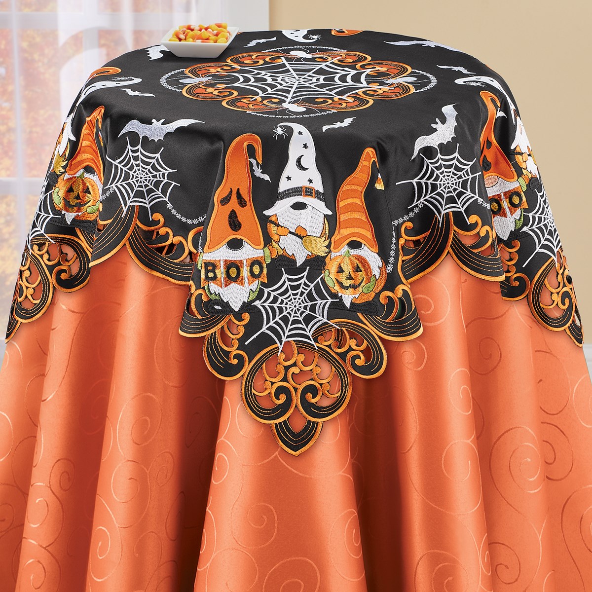 Embroidered Halloween Gnomes Table Linens | Collections Etc.