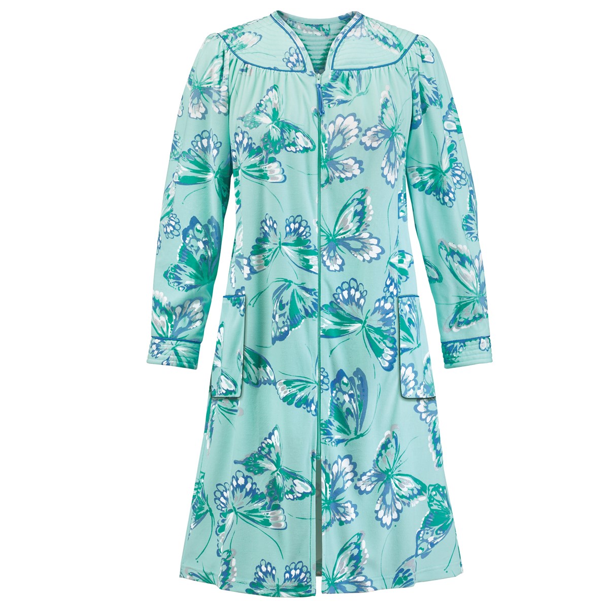 Butterfly Long Sleeve Fleece Robe with Pockets | Collections Etc.