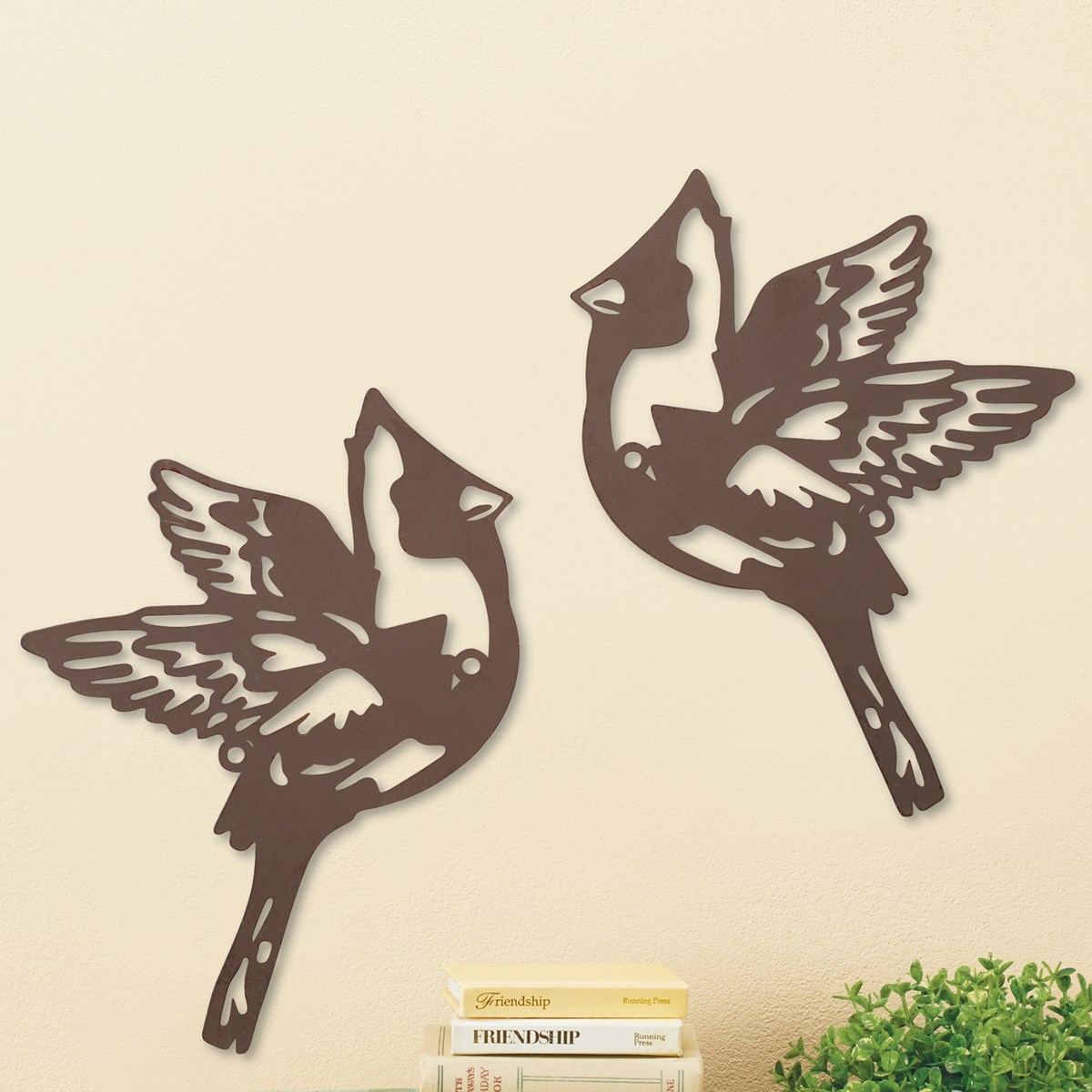 Rustic Finish Cardinal Metal Wall Art - Set of 2 | Collections Etc.