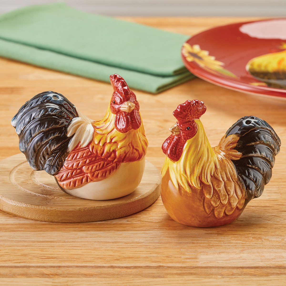 Hand-Painted Rooster Salt & Pepper Shakers | Collections Etc.