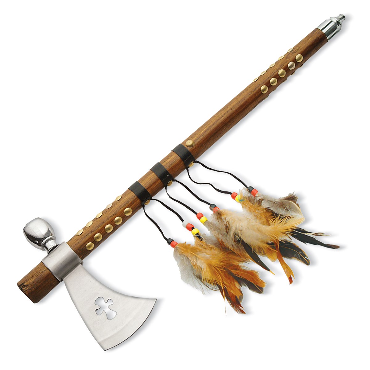 Authentic Replica Tomahawk Peace Pipe with Feather Accents ...