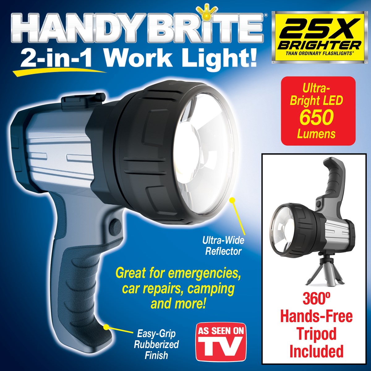 Handy Brite 2-in-1 Work Light with 360 Degree Tripod | Collections Etc.